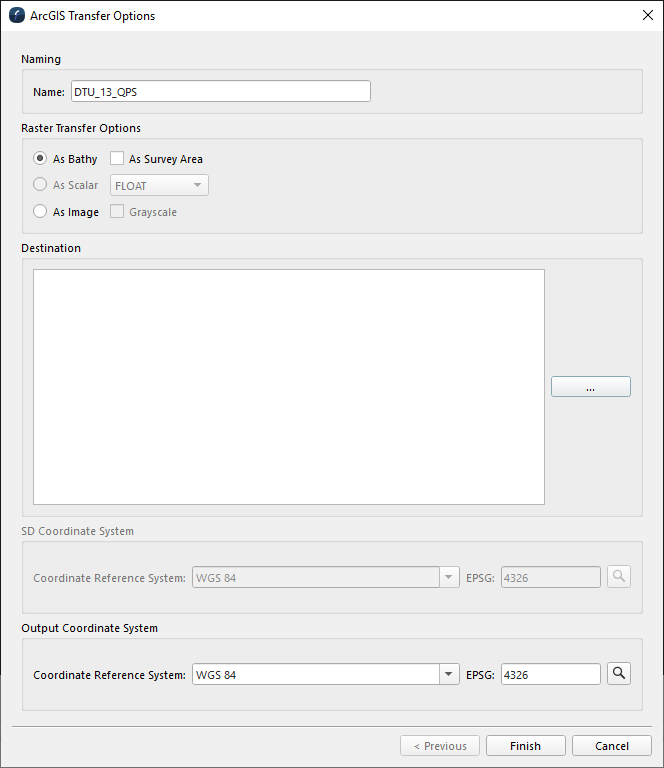 Fledermaus Export to ArcGIS® Dialog